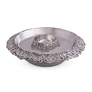 Arthur Court Designs Aluminum Grape Tray with Glass Chilling Bowl Keeps Fruit, Veggies, Cheese, Meat, or Any Chilled appetizers at The Perfect Temperature 14 Diameter x 4.5 inch Tall