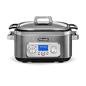 De'Longhi Livenza 7-in-1 Multi-Cooker Programmable SlowCooker, Bake, Brown, Saute, Rice, Steamer & Warmer, Easy to Use and Clean, Nonstick Dishwasher Safe Pot, (6-Quart), Stainless Steel