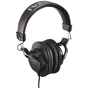 Roland RH-200 Stereo Monitor Headphones Black Coiled Cable – Clear, Accurate and Comfortable for Studio-Quality Monitoring