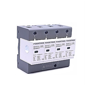BHOLSA 1PCS Surge Protector AC 3P+N 40~80KA 60KA~100KA 385V 420V SPD House Lightning Protection Arrester Low-Voltage Protection 4P (Color : 4P 385V AC, Size : 60-100KA)