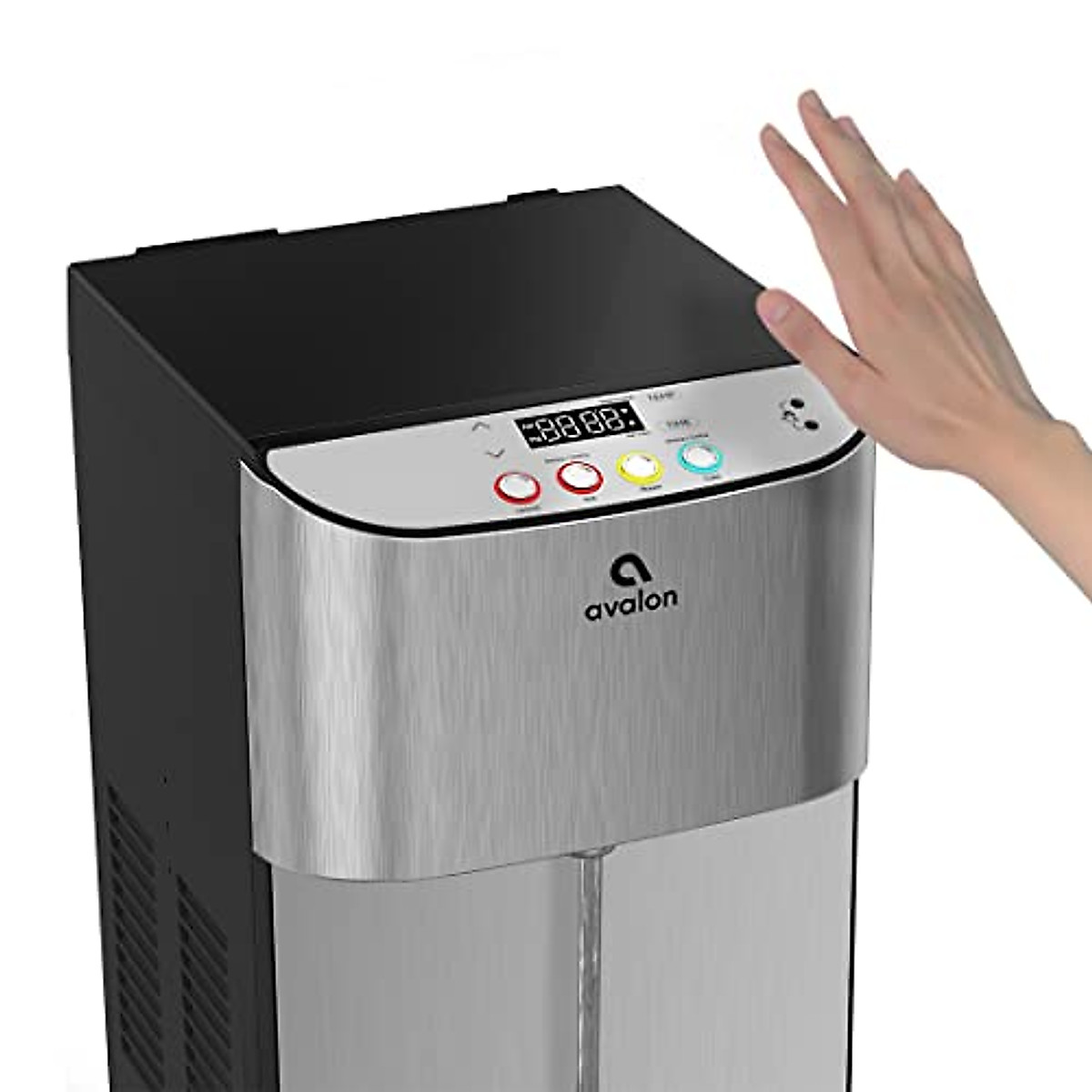 Avalon Hand-Free Touchless Electric Bottleless Water Cooler Dispenser with BioGuard- 3 Temperatures, Digital Clock with Temperature Control, Self Cleaning, Anti-Microbial Coating, Stainless Steel
