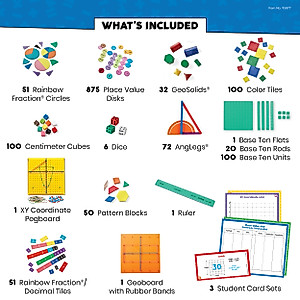 hand2mind Math Tools Small Group Sets 4-5 by Reagan Tunstall & Kristina Grant, Math Manipulatives, Base Ten Blocks, Color Tiles, Fraction Circles, Pattern Blocks, Place Value Chips, Classroom Supplies