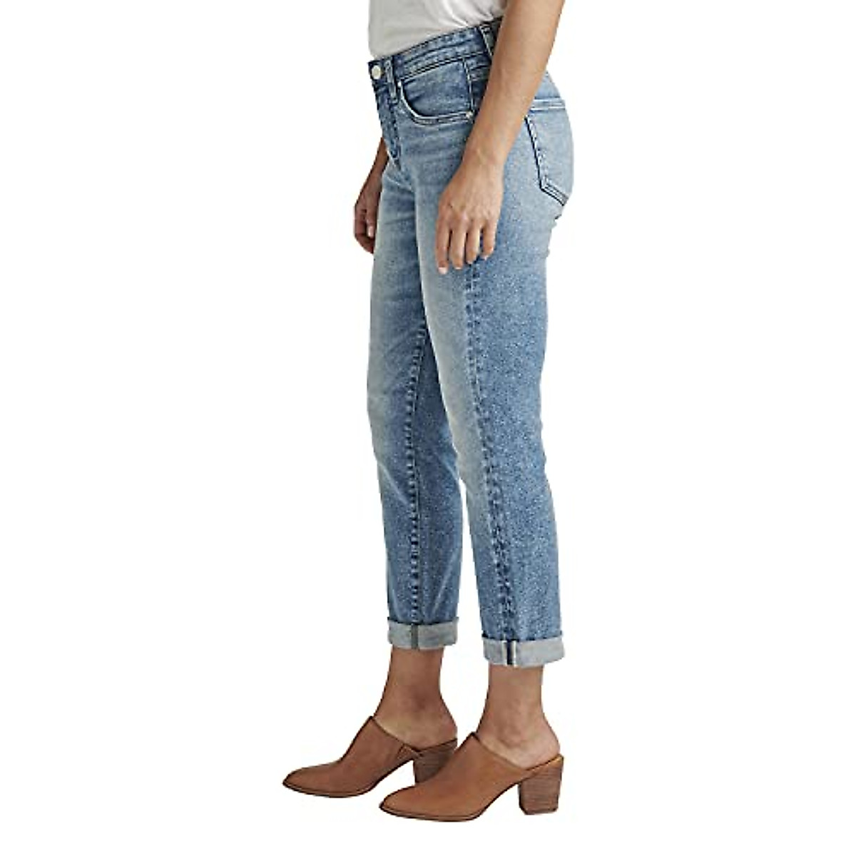 JAG Jeans Women's Petite Carter Mid Rise Girlfriend Jeans, Del Mar, 8 Petite