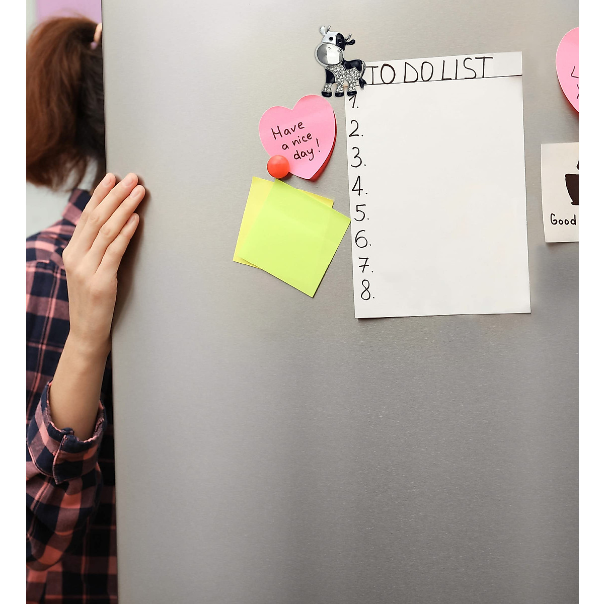 Aqua79 Cow Sparkling Refrigerator Magnet - Silver Sparkling Charm Rhinestones Crystals, Cute Sparkly Farm Animal Magnet for Kitchen Door Fridge, Cool Home and Office Novelty Decor - 1.5 Inches