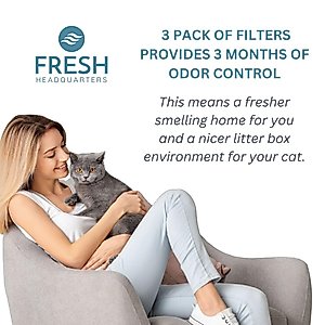 3 Pack Replacement Carbon Filters Compatible with Litter-Robot 3 – Activated Charcoal Cat Litter Box Filters Absorb & Neutralize Odor & Dust Control