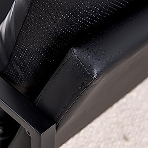 Uunquee Mid-Century Modern Loveseat Sofa,PU Leather 2 Seater Sofa Chair with 2 Pillows,Black Upholstered Accent Chair with Arms for Living Room,Office