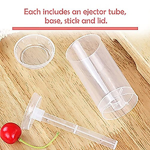 EKIND Round Shape Clear Push-Up Cake Pop Shooter (Push Pops) Plastic Containers with Lids, Base & Sticks, Pack of 40