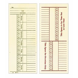 Adams Time Cards, Weekly, 2-Sided, Overtime Format, 3-3/8" x 8-1/4", Manila, Green/Red Print, 200-Count (9660-200)