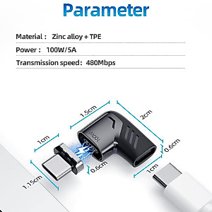 BoxWave Adapter Compatible with Nokia 5.4 - MagnetoSnap PD Angle Adapter, Magnetic PD Angle Charging Adapter Device Saver - Metallic Silver