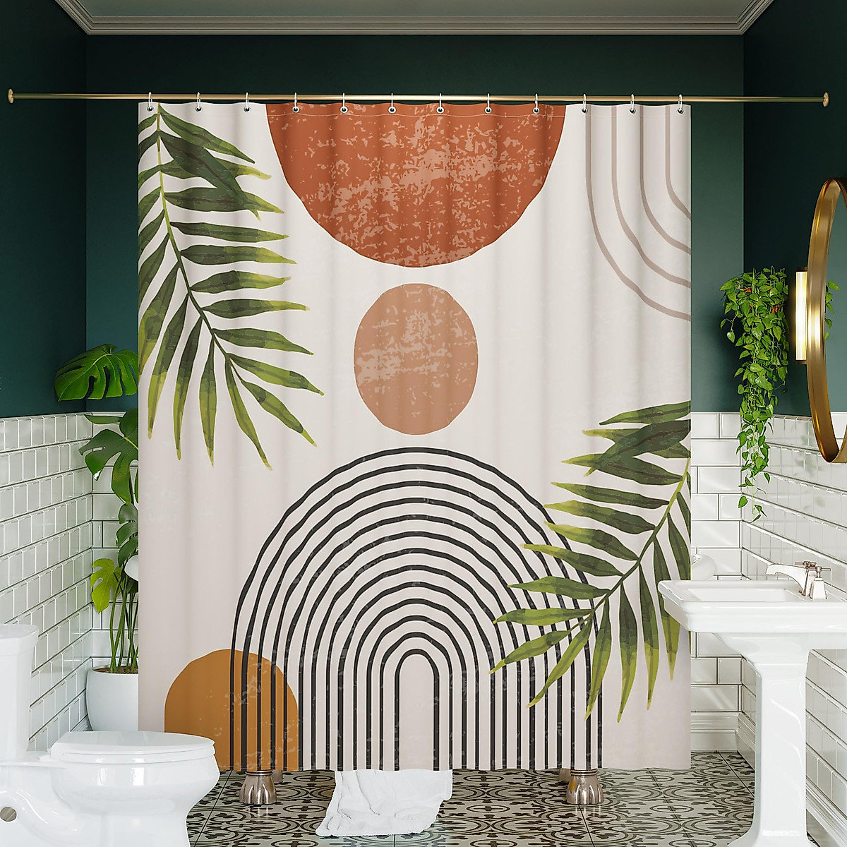 KIBAGA Beautiful Boho Shower Curtain for Your Bathroom - A Stylish 72" x 72" Modern Mid Century Curtain That Fits Perfect to Every Bath Decor - Ideal to Brighten Up Your Bohemian Bathroom at Home
