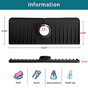 Silicone Faucet Mat - 2Pcs Silicone Faucet Handle Drip Catcher Tray for Kitchen Bathroom Countertop Sink Splash Guard Draining Dish Drying Pad