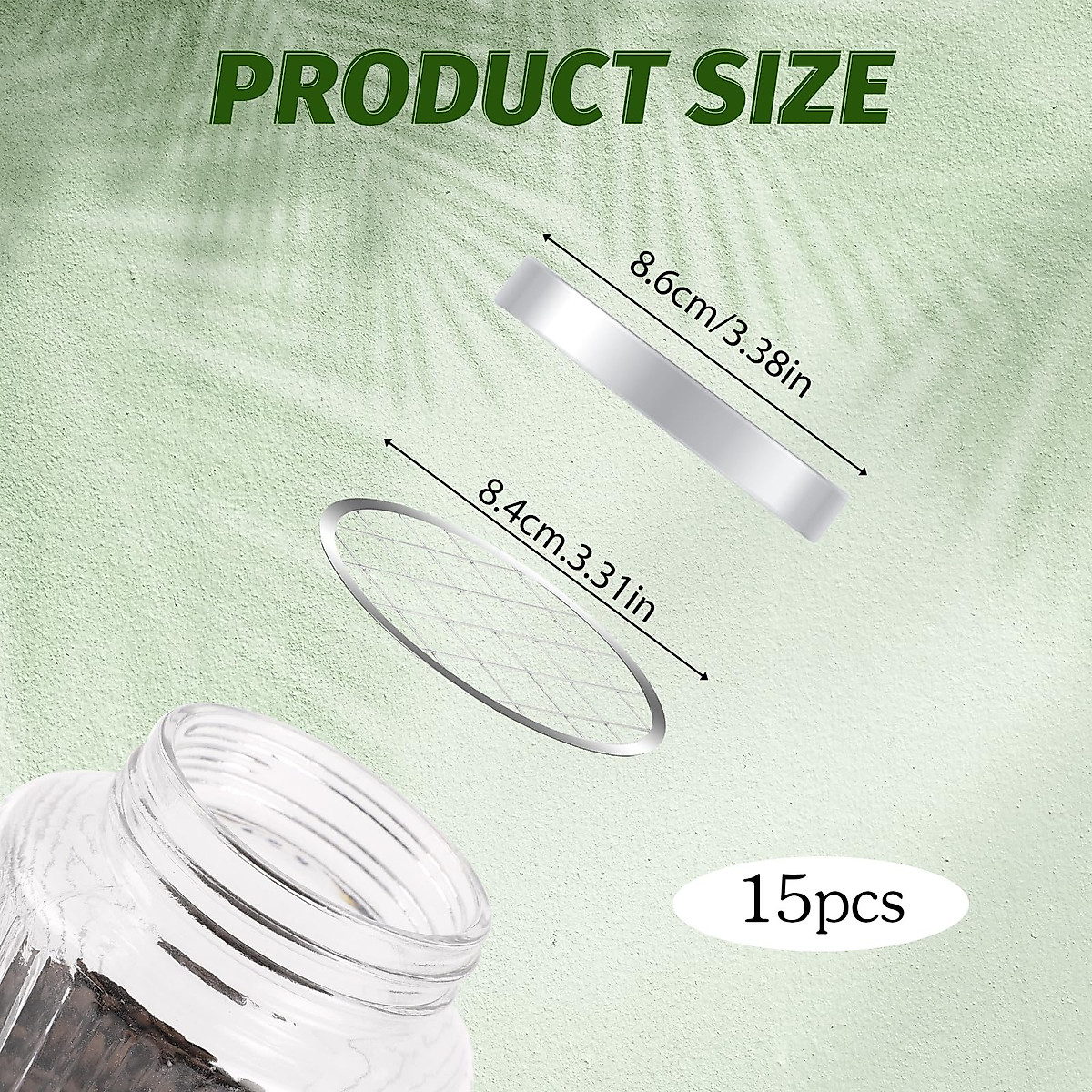 Mason Jar Lids, 15Pcs Metal Wide Mouth Mason Jar Lid Organizer Universal Mason Jar Covers Flower Organizer Lid Insert with Square Grids Mesh Cover Flower Grid for Vase for Home Office Flower Arranging