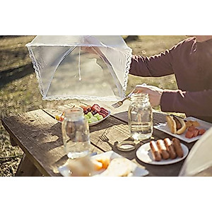 Mesh Outdoor Food Cover Tents (6 pack): Collapsible Umbrella Tents for Picnics, BBQ, Camping & Outdoor Cooking; Pop Up Screen Net & Plate Protector; Shields Food Plates & Glasses From Flies, Bugs