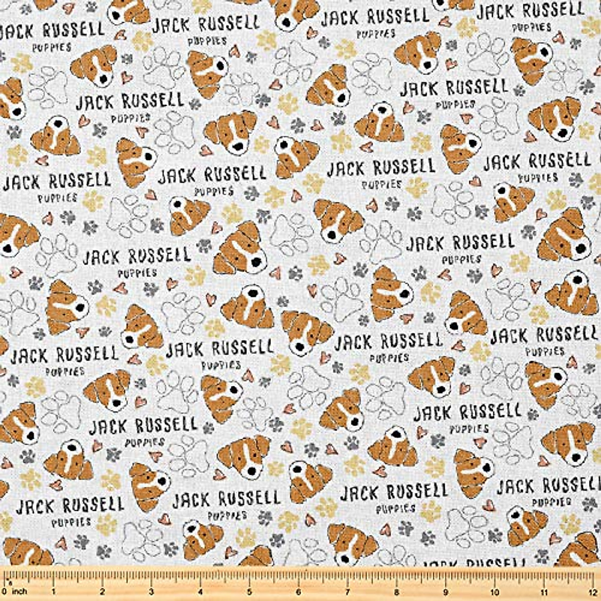 Fabric by The Yard [ 58" inches x 1 Yard ] Decorative Fabric for Sewing Quilting Apparel Crafts Home Decor Accents (Jack Russell Dog Breed Pattern)