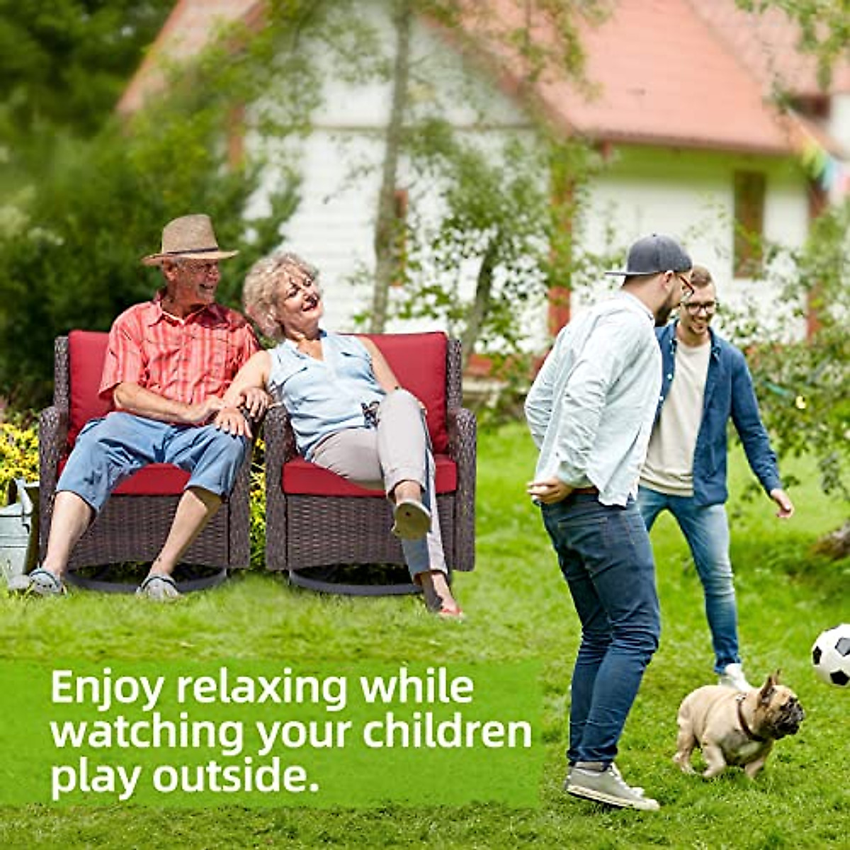 coucheta Indoor Wicker Swivel Rocking Chair Sets with End Table, Leisure Patio Furniture Set for Living Room, Balcony, Garden and Patio (A, Rust)