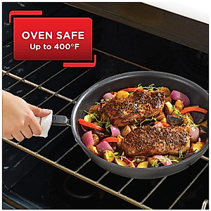 T-fal All In One Hard Anodized Nonstick Cookware Set 12 Piece Pots and Pans, Dishwasher Safe Black