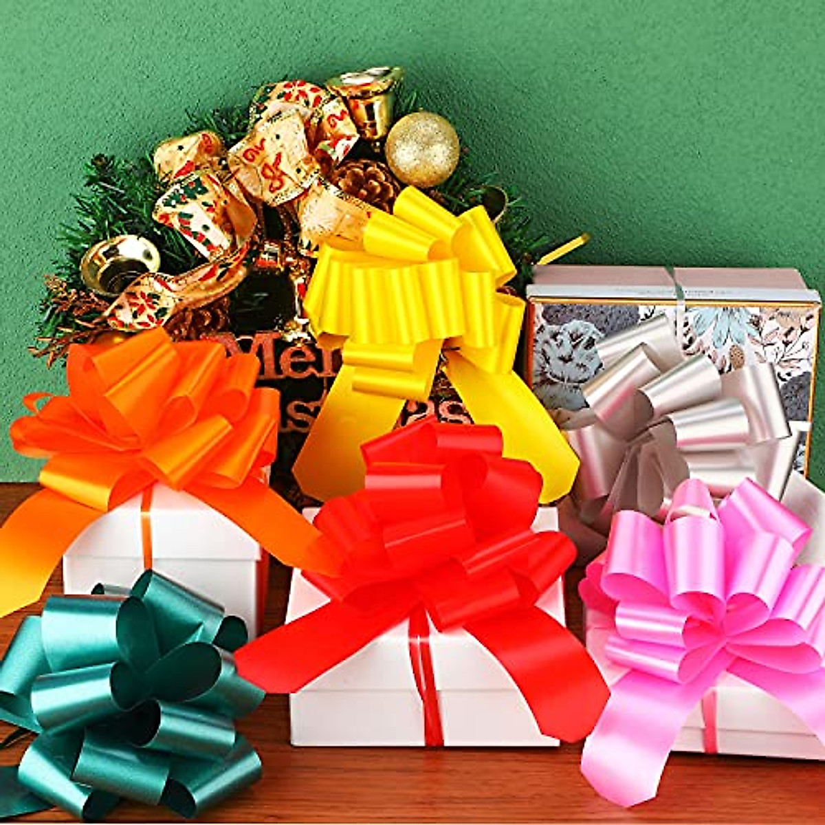 Pull Bows for Gift Wrapping, Gift Bows with Ribbon Mixed Color Bows Gift Wrap Bows for Wedding, Birthday, Anniversary, Party Favors 6 Inch (24 Pieces)