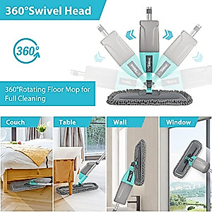 Mops for Floor Cleaning, Tsmine Spray Mop Microfiber Floor Mop Dust Mop Dry Wet Mop Kitchen Household Cleaning Tools with 8 Washable Microfiber Pads Home Commercial Use for Hardwood Laminate Ceramic