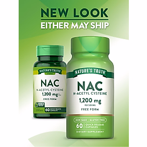 Nature's Truth NAC Supplement | 1200mg | 60 Capsules | N Acetyl Cysteine | Free Form Amino Acid | Non-GMO and Gluten Free Supplement