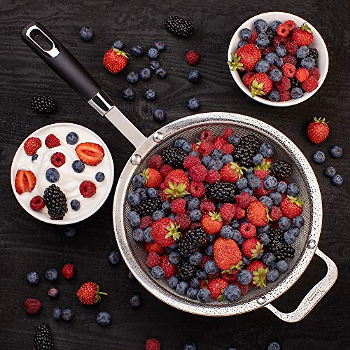 9" Large Fine Mesh Strainer with Sturdy Handle - Sieve Fine Mesh Stainless Steel - Ideal Quinoa Strainer