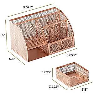 BLU MONACO Designer Metal Rose Gold Desk Organizer - Metal with Rose Gold Finish - Rose Gold Desk Accessories - Desk Organizer Rose Gold - Storage for Paper and Office Supplies