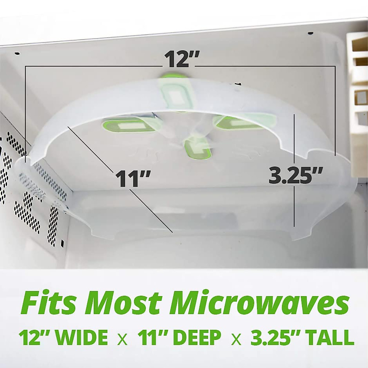 HOVER COVER Magnetic Microwave Cover for Food | Clear Microwave Splatter Cover | Microwave Plate Cover with Steam Vents | Food Grade Dish Cover | BPA-Free | Dishwasher Safe | Black & Green Bundle Pack