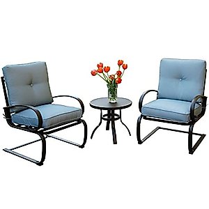 Kozyard Susan 3 PCs Patio Bistro Set Outdoor Furniture for Patio, Garden, and Yard with Cushioned Seats(Blue)