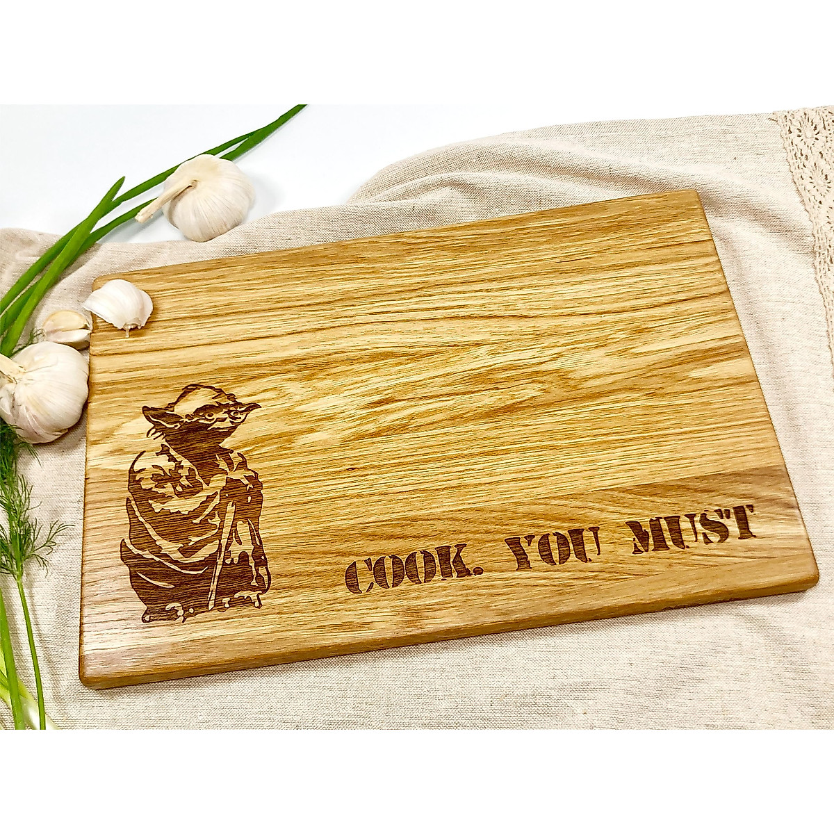 Algis Crafts | COOK YOU MUST - Cutting Board | 13x8" Oak Wood Handmade Cutting Board | Housewarming Gift Idea, Birthday, Wedding Gift | Laser Engraved Board for Couples, Friends | Chopping Board