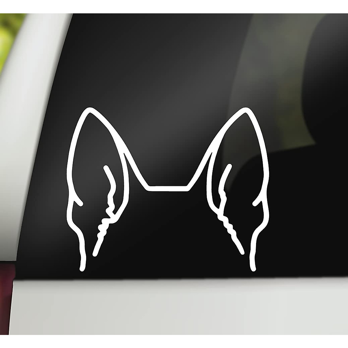 German Shepherd Ears Decal l German Shepherd Vinyl Decal | Car Decal Bumper Sticker Window Laptop Tumbler Decal | 5.5" x 4.5" Size White | Made in USA