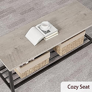 IDEALHOUSE Dining Table Set for 4, Kitchen Table and 2 Chairs with Storage Bench, 47.2" Rectangular Kitchen Table Set with Wine Rack, Dining Room Table Set for Small Space, Apartment, Rustic Gray