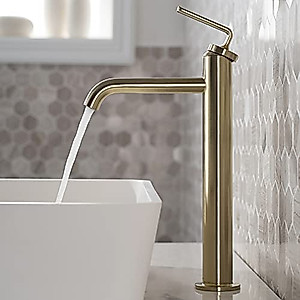 KRAUS Novis Single Handle Vessel Sink Bathroom Faucet with Pop-Up Drain in Spot Free Stainless Steel, KVF-1220SFS