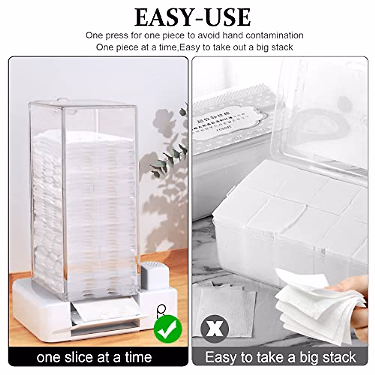 Nacai Automatic Cotton Pad Dispenser, Press Out Cotton Square Holder Vanity Cosmetic Makeup Cotton Pads Organizer