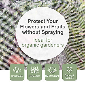 Homoda Fruit Tree Netting Cover with Zipper and Drawstring, 2 Packs 8 x 8 ft Insect Bird Barrier Netting for Garden Protection, Ultra Fine Mesh Garden Netting