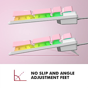 NPET K10 Wired Gaming Keyboard, RGB Backlit, Spill-Resistant Design, Multimedia Keys, Quiet Silent USB Membrane Keyboard for Desktop, Computer, PC（Camellia）