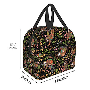 Sloth Insulated Lunch Bag with Front Pocket,Reusable Cooler Tote with Zipper for Men & Women
