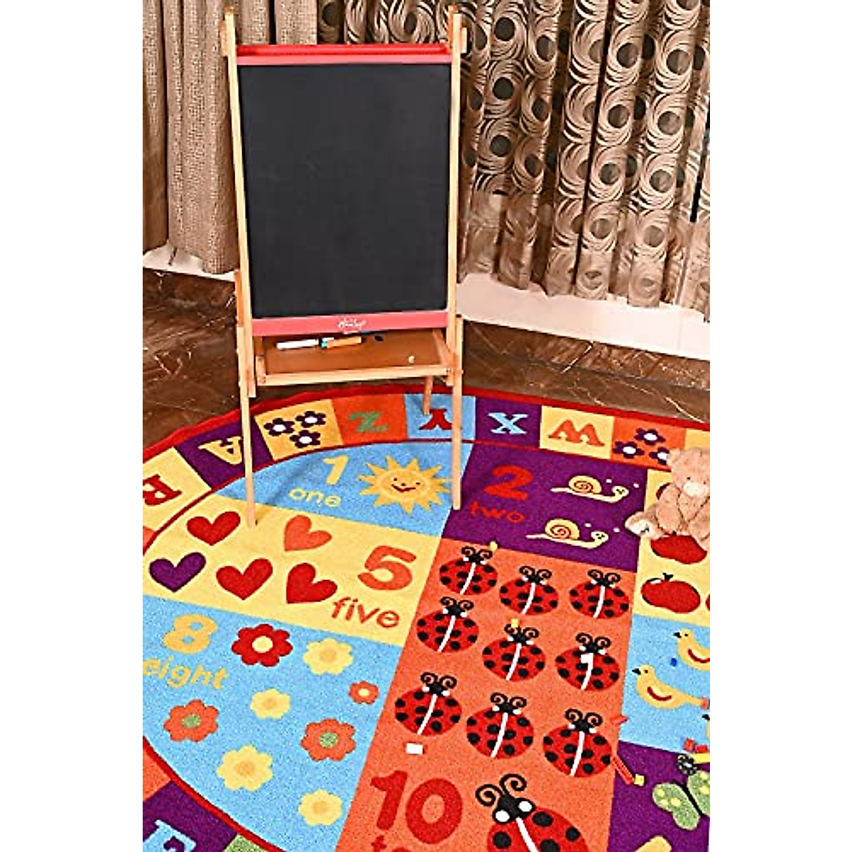 Furnish my Place 740 ABC with Numbers ABC Area Rug for Kids, Educational Alphabet Letter & Numbers, Multicolor (6'6"x9'2" Oval)