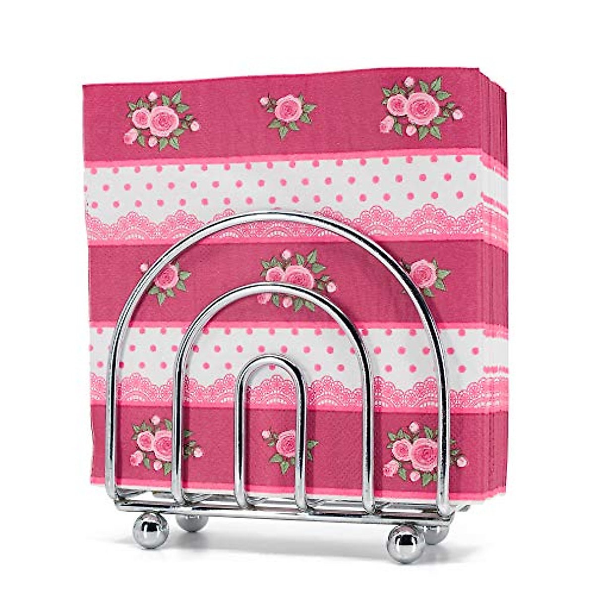 Royal Bluebonnet Napkins - 100 Paper Napkins - Pink and White Rose Flower Theme – Napkins Disposable, Napkins, Napkins Paper