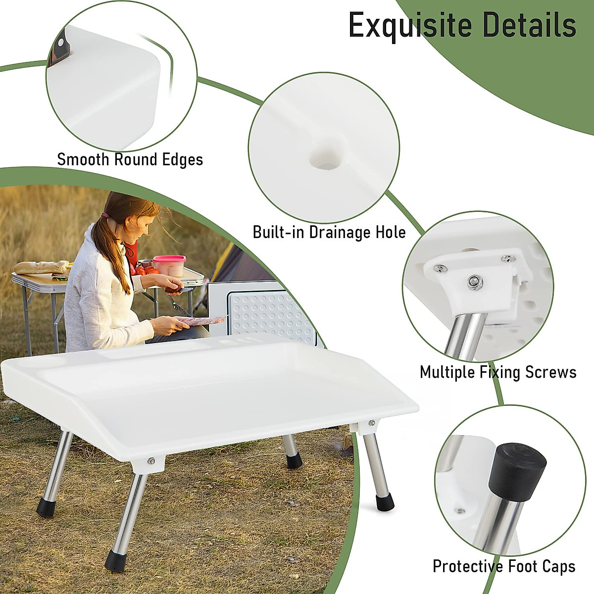 S AFSTAR Folding Fish Cleaning Table, Portable Fish Fillet Cutting Table w/Knife Slots, Cup Holder, Drainage Hose, Compact Boat Bait Table, Small Cutting Board for Camping Picnic Beach