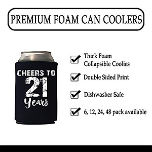 Veracco Finally 21 Cheers to 21 Years Twenty First Can Coolie Holder 21st Birthday Gift Party Favors Decorations (Black/White, 12)