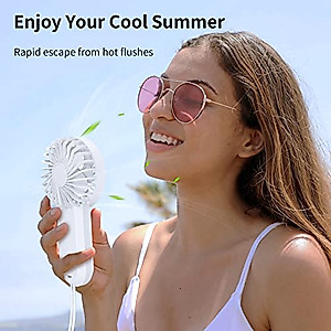 SmartDevil Portable Handheld Fan, Mini Dual-Bladed Hand Fan, 4000mAh Small Personal Rechargeable Battery Operated Fan, Powerful Wind, 3 Speed Adjustable, Hand Held Fan For Outdoor, Travel (White)