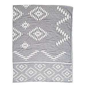 Bersuse 100% Cotton Teotihuacan XL Throw Blanket Turkish Towel - 75x90 Inches, Silver Grey