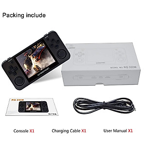 RG350M Handheld Game Console with Opening Linux Tony System HDMI Output 64Bit 3.5inch IPS Screen , Retro Game Console with 32G TF Card 2500 Classic Games Portable Video Game Console （Black）