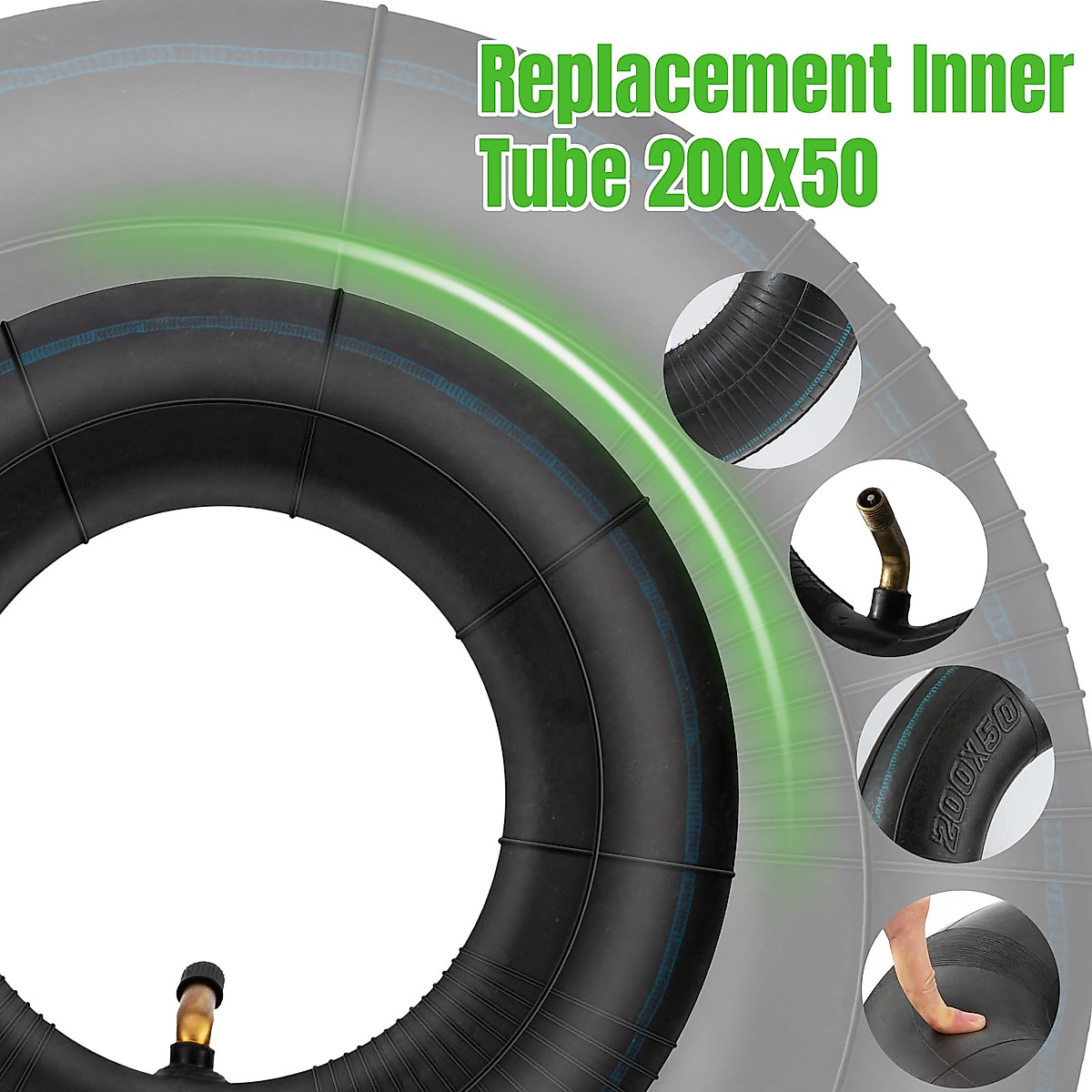 200x50" Replacement Tire Inner Tubes, 2 Pack Heavy Duty Electric Scooter Tire Inner Tube Compatible with Razor E100, E150, E200, Power Core E100, Dune Buggy, ePunk, Crazy Cart, PowerRider 360, eSpark