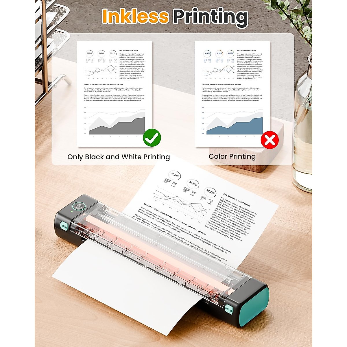Phomemo M08F Portable Printers Wireless for Travel with Case, Bluetooth Thermal Printer Compatible with iOS, Android, Laptop, Inkless Mobile Printer for Travel