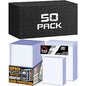 50 Count TopLoaders Card Sleeves and 200 Count Clear Soft Sleeves for Trading Card, Protective Sleeves Holder Fit for Stardard Cards, Baseball Card, Sports Cards, MTG