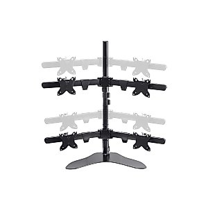Monoprice Quad Monitor Free Standing Desk Mount - Height Adjustable, for 15-30 Inch Monitors, Black