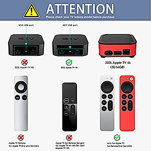 YIPINJIA Compatible for 2021 Apple TV 4K Siri Remote Cover,[2 in 1] with Silicone Protective TV Box Case for 2021 Apple TV 4K, Skin-Friendly/Anti-Slip/Shockproof (Red)
