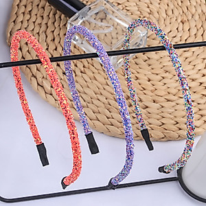 XIMA 14pcs Glitter Headbands for Girls Skinny Sparkle Hairbands Women Hair Loop Hair Accessories