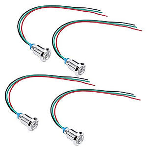 LED Pilot Indicator, LED Pilot Light Bulbs Lamp IP66 6mm LED Lamp with Wire Pilot Dash Directional Car Truck Boat with Wire LED Indicator Light(Red Green)