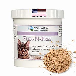 Vitality Science Flex N Free for Cats | Promotes Healthy Bones & Joints | Relieves Joint Stiffness & Maintains Mobility | Reduces Inflammation | Builds Healthy Bone Tissue | 100% Natural (120g)